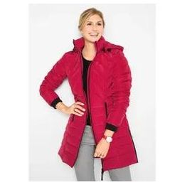 Steppjacke bonprix "Winterjacke", Damen, Gr. 40, rot, Web, Obermaterial: 100% Polyester. Futter: 100% Polyester. F&uuml;llung: 100% Polyester, kontrastfarbene Details, unifarben, regular fit ca. Mitte Oberschenkel, Windstopperb&uuml;ndchen, Jacken Steppjacke, mit wattierter F&uuml;llung, mit abnehmbarer Kapuze, pflegeleicht