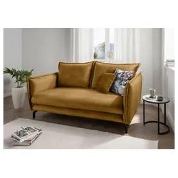 3-Sitzer Home Affaire "LAVA Breite 198 cm, modern und elegant, aktuelle Kissenoptik, bequem", gelb, dunkel, B:198cm H:94cm T:110cm, Sofas, Armlehnen verstellbar