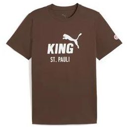 T-Shirt Puma "FC St. Pauli KING Logo T-Shirt Herren", Herren, Gr. M, espresso braun wei&szlig;, Obermaterial: 100% Baumwolle. Rippe: 3% Elasthan, 97% Baumwolle, clean, regular fit, Rundhals, Shirts T-Shirt