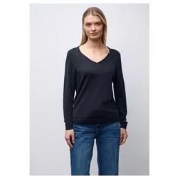 V-Ausschnitt-Pullover Street One, Damen, Gr. 34, tiefblau, Stoff, 60% Viskose, 40% Baumwolle, unifarben, normal normal, V-Ausschnitt, abgesteppt, Pullover, Feinstrick