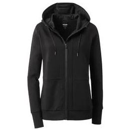 Fleecejacke LPO "Sportjacke Veloria", Herren, Gr. 36/38 (M), schwarz, 47% Baumwolle, 46% Polyester, 7% Elasthan, regular fit, Jacken Fleecejacke, Angeschnittene Kapuze mit Kordelzug