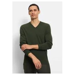 Strickpullover OLYMP "OLYMP Casual Strick", Herren, Gr. S, oliv, 100% Schurwolle, Pullover Strickpullover