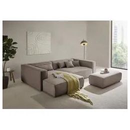 Ecksofa "PIARA XXL, L-Form, Schlaffunktion, Cord, Leinenoptik o. Strukturstoff", braun (hellbraun), B:288cm H:66cm T:198cm, 100% Polyester, LeGer Home by Lena Gercke, Sofas, Ecksofa, Hocker stellbar zum Schlafsofa (Krokodilverbinder), tiefe Sitzfl&auml;che