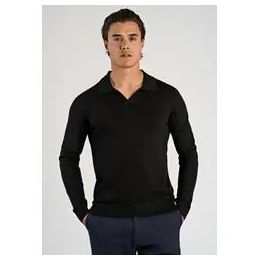 Strickpullover LINDBERGH "Strickpullover Slim Fit", Herren, Gr. S, schwarz, Obermaterial: 80% Viskose, 20% Nylon, V-Ausschnitt, Pullover Strickpullover