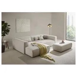 Ecksofa "PIARA XXL, L-Form, Schlaffunktion, Cord, Leinenoptik o. Strukturstoff", beige (hellbeige), B:288cm H:66cm T:198cm, 100% Polyester, LeGer Home by Lena Gercke, Sofas, Ecksofa, Hocker stellbar zum Schlafsofa (Krokodilverbinder), tiefe Sitzfl&auml;che, Topseller