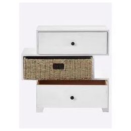 Kommode Heine HOME, wei&szlig;, natur, B:60cm H:60cm T:30cm, Geflecht Seegras, Sideboards, Kommode