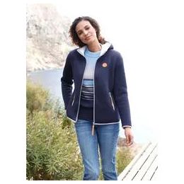 Strickfleecejacke Casual Looks, Damen, Gr. 38, blau (marine), 100% Polyester, meliert, unifarben, Jacken