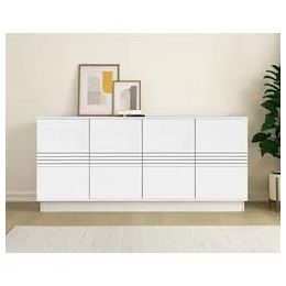 Sideboard OTTO HOME "Angers", wei&szlig;, B:180cm H:80cm T:38cm, MDF, Spanplatte, Sideboards, Sideboard, Kommode, Push-to-open, 4 T&uuml;ren, Breite 180 cm