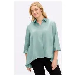 Longbluse sheego, Damen, Gr. 40, kalkmint, 100% Polyester, unifarben, V-Ausschnitt, Blusen Longbluse