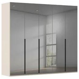 Dreht&uuml;renschrank Rauch "Kleiderschrank Schrank Garderobe W&auml;scheschrank BESTSELLER MONTCLAR", beige (champagner), grauspiegel, griffe schwarz, B:251cm H:223cm T:60cm, Holzwerkstoff, Schr&auml;nke, Dreht&uuml;renschrank, Front in Glas/Hochglanz/Dekor/Grauspiegel in 5 Breiten MADE IN GERMANY, Topseller