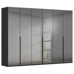Dreht&uuml;renschrank Rauch "Kleiderschrank Schrank Garderobe W&auml;scheschrank BESTSELLER MONTCLAR", schwarz, grauspiegel, griffe schwarz, B:301cm H:223cm T:60cm, Holzwerkstoff, Schr&auml;nke, Dreht&uuml;renschrank, Front in Glas/Hochglanz/Dekor/Grauspiegel in 5 Breiten MADE IN GERMANY, Topseller