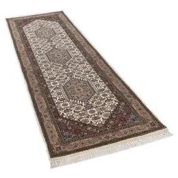 Orientteppich Theko "Benares Bidjar", braun (creme, braun), B:80cm H:12mm L:400cm, Schurwolle, Teppiche, Fransenteppich, reine Wolle, handgekn&uuml;pft, mit Fransen, auch als L&auml;ufer