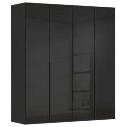 Dreht&uuml;renschrank Rauch "Kleiderschrank Schrank Garderobe W&auml;scheschrank BESTSELLER MONTCLAR", schwarz, glas schwarz, griffe schwarz, B:201cm H:223cm T:60cm, Holzwerkstoff, Schr&auml;nke, Dreht&uuml;renschrank, Front in Glas/Hochglanz/Dekor/Grauspiegel in 5 Breiten MADE IN GERMANY, Topseller
