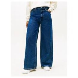 High-waist-Jeans Tommy Hilfiger "DNM 70's WIDE LEG HW", Damen, Gr. 28, L&auml;nge 30, emi, Denim/Jeans, Obermaterial: 100% Baumwolle, unifarben, l&auml;ssig geschnitten kn&ouml;chellang, Jeans High-Waist-Jeans