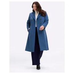 Wollmantel sheego BY JOE BROWNS, Damen, Gr. 40, jeansblau, 90% Polyester, 10% Wolle, unifarben, unifarben mit Farbeinsatz, unifarben mit Farbeins&auml;tzen, M&auml;ntel