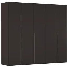 Dreht&uuml;renschrank Rauch "Kleiderschrank Schrank Garderobe W&auml;scheschrank BESTSELLER MONTCLAR", schwarz, griffe graphit, B:251cm H:223cm T:60cm, Holzwerkstoff, Schr&auml;nke, Dreht&uuml;renschrank, Front in Glas/Hochglanz/Dekor/Grauspiegel in 5 Breiten MADE IN GERMANY, Topseller