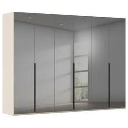 Dreht&uuml;renschrank Rauch "Kleiderschrank Schrank Garderobe W&auml;scheschrank BESTSELLER MONTCLAR", beige (champagner), grauspiegel, griffe schwarz, B:301cm H:223cm T:60cm, Holzwerkstoff, Schr&auml;nke, Dreht&uuml;renschrank, Front in Glas/Hochglanz/Dekor/Grauspiegel in 5 Breiten MADE IN GERMANY, Topseller