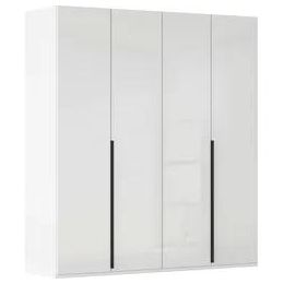 Dreht&uuml;renschrank Rauch "Kleiderschrank Schrank Garderobe W&auml;scheschrank BESTSELLER MONTCLAR", alpinwei&szlig;, glas kristallwei&szlig;, griffe schwarz, B:201cm H:223cm T:60cm, Holzwerkstoff, Schr&auml;nke, Dreht&uuml;renschrank, Front in Glas/Hochglanz/Dekor/Grauspiegel in 5 Breiten MADE IN GERMANY, Topseller