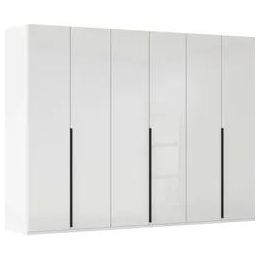 Dreht&uuml;renschrank Rauch "Kleiderschrank Schrank Garderobe W&auml;scheschrank BESTSELLER MONTCLAR", alpinwei&szlig;, glas kristallwei&szlig;, griffe schwarz, B:301cm H:223cm T:60cm, Holzwerkstoff, Schr&auml;nke, Dreht&uuml;renschrank, Front in Glas/Hochglanz/Dekor/Grauspiegel in 5 Breiten MADE IN GERMANY, Topseller
