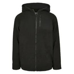 Kapuzenpullover Urban Classics "Urban Classics Herren Hooded Sherpa Zip Jacket", Herren, Gr. S, schwarz, 100% Polyester, unifarben, loose fit, ohne Ausschnitt, Pullover Kapuzenpullover