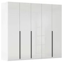 Dreht&uuml;renschrank Rauch "Kleiderschrank Schrank Garderobe W&auml;scheschrank BESTSELLER MONTCLAR", alpinwei&szlig;, glas kristallwei&szlig;, griffe schwarz, B:251cm H:223cm T:60cm, Holzwerkstoff, Schr&auml;nke, Dreht&uuml;renschrank, Front in Glas/Hochglanz/Dekor/Grauspiegel in 5 Breiten MADE IN GERMANY, Topseller