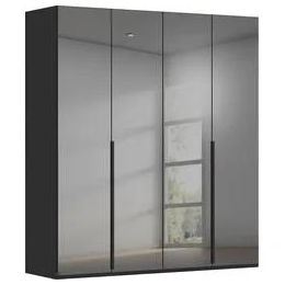 Dreht&uuml;renschrank Rauch "Kleiderschrank Schrank Garderobe W&auml;scheschrank BESTSELLER MONTCLAR", schwarz, grauspiegel, griffe schwarz, B:201cm H:223cm T:60cm, Holzwerkstoff, Schr&auml;nke, Dreht&uuml;renschrank, Front in Glas/Hochglanz/Dekor/Grauspiegel in 5 Breiten MADE IN GERMANY, Topseller
