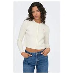 Strickjacke Only "ONLKATIA LS CABLE BUTTON CARDIGAN CC KNT", Damen, Gr. M, baby's breath detail:true rot heart emb, dtm button, Strick, Obermaterial: 50% Viskose, 27% Nylon, 23% Polyester, unifarben, regular fit normal, Rundhals, Strickjacken Strickjacke