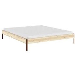 Bettgestell KARUP DESIGN "CORE BED Bodenbett, Holzrahmen, Futonbett, Jugendbett, Holzbett", raw, terra rot, B:186cm H:34cm L:206cm, Betten, Bettgestell, Massivholzbett mit Lattenrost, Kiefer massiv, Doppelbett ohne Kopfteil