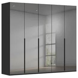 Dreht&uuml;renschrank Rauch "Kleiderschrank Schrank Garderobe W&auml;scheschrank BESTSELLER MONTCLAR", schwarz, grauspiegel, griffe schwarz, B:251cm H:223cm T:60cm, Holzwerkstoff, Schr&auml;nke, Dreht&uuml;renschrank, Front in Glas/Hochglanz/Dekor/Grauspiegel in 5 Breiten MADE IN GERMANY, Topseller