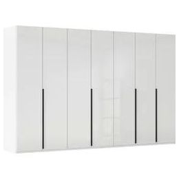 Dreht&uuml;renschrank Rauch "Kleiderschrank Schrank Garderobe W&auml;scheschrank BESTSELLER MONTCLAR", alpinwei&szlig;, glas kristallwei&szlig;, griffe schwarz, B:350cm H:223cm T:60cm, Holzwerkstoff, Schr&auml;nke, Dreht&uuml;renschrank, Front in Glas/Hochglanz/Dekor/Grauspiegel in 5 Breiten MADE IN GERMANY, Topseller