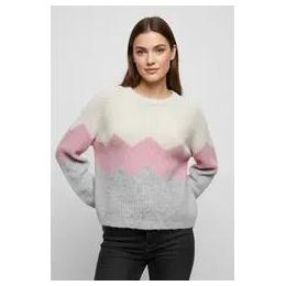 Strickpullover Only "ONLMAE LIFE LS ZIGZAG O-NECK KNT", Damen, Gr. M, baby's breath detail:wild rose, lgm, melange, Strick, Obermaterial: 75% Polyester, 18% Nylon, 6% Wolle, 1% Elasthan, meliert, regular fit normal, Rundhals, Rippb&uuml;ndchen, Pullover Strickpullover