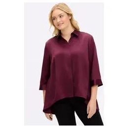 Longbluse sheego, Damen, Gr. 42, bordeaux, 100% Polyester, unifarben, V-Ausschnitt, Blusen Longbluse