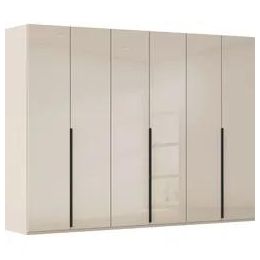 Dreht&uuml;renschrank Rauch "Kleiderschrank Schrank Garderobe W&auml;scheschrank BESTSELLER MONTCLAR", beige, glas beige (champagner), griffe schwarz, B:301cm H:223cm T:60cm, Holzwerkstoff, Schr&auml;nke, Dreht&uuml;renschrank, Front in Glas/Hochglanz/Dekor/Grauspiegel in 5 Breiten MADE IN GERMANY, Topseller