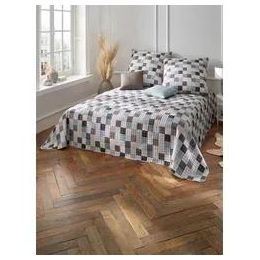 Tagesdecke Heine HOME Gr. 1, braun, grau, B:140cm L:210cm, 100% Polyester, Tagesdecken