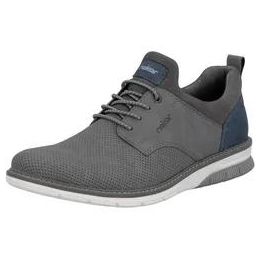 Slip-On Sneaker Rieker, Herren, Gr. 44, grau, jeansblau, Lederimitat, Textil, unifarben mit Farbeinsatz, Schuhe, Schlupfschuh, Halbschuh, Freizeitschuh mit Pr&auml;gung