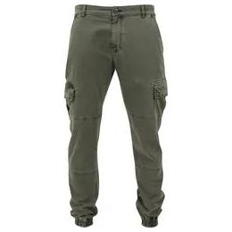 Cargohose Urban Classics "Urban Classics Herren Washed Cargo Twill Jogging Pants", Herren, Gr. 34, Normalgr&ouml;&szlig;en, olive, 98% Baumwolle, 2% Elasthan, unifarben, normal, Hosen Cargohose