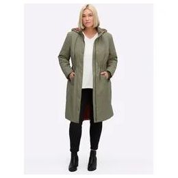 Wintermantel sheego, Damen, Gr. 58, gr&uuml;n (khaki, rostrot), 64% Baumwolle, 36% Polyamid, Wattierung:100% Polyester, M&auml;ntel Wintermantel