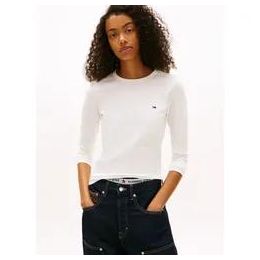Tommy Hilfiger Langarmshirt TOMMY JEANS "TJW SLIM JERSEY LS TEE", Damen, Gr. XS (34), ecru, Single Jersey, Obermaterial: 95% Baumwolle, 5% Elasthan, slim fit, Shirts Langarmshirt