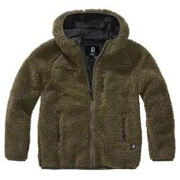 Allwetterjacke BRANDIT "Brandit Damen Kids Teddyfleecejacket Hood", Herren, Gr. 134/140, olive, 100% Polyester, unifarben, normal, ohne Ausschnitt, Jacken