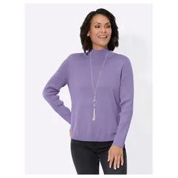 Stehkragenpullover Casual Looks "Pullover", Damen, Gr. 48, lila (lavendel), 100% Baumwolle, unifarben, Pullover Stehkragenpullover