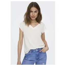 V-Shirt Only "ONLFREE S/S MOD.V-NECK TOP JRS NOOS", Damen, Gr. M (38), wei&szlig; (cloud dancer), Jersey, Obermaterial: 70% Modal, 30% Polyester, unifarben, regular fit normal, V-Ausschnitt, Shirts