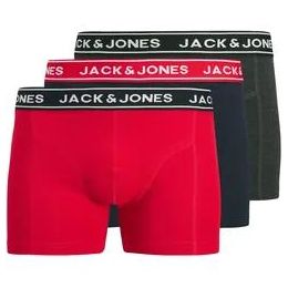 Jack & Jones Trunk JACK & JONES "JACHECTOR SOLID TRUNKS 3 PACK", Damen, Gr. M, 3 Stk., navy blazer pack:true rot, dunkelgrau melange, Jersey, Obermaterial: 95% Baumwolle, 5% Elasthan, meliert, bequem, Unterhosen
