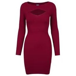 Shirtkleid Urban Classics "Urban Classics Damen Ladies Cut Out Dress", Damen, Gr. XL, US-Gr&ouml;&szlig;en, burgundy, 35% Viskose, 35% Polyacryl, 30% Polyamid, unifarben, slim fit, U-Boot-Ausschnitt, Kleider Shirtkleid
