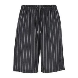 Shorts Urban Classics "Urban Classics Pinstripe Trackshorts", Herren, Gr. L, US-Gr&ouml;&szlig;en, schwarz, wei&szlig;, 100% Polyester, gestreift, normal, Hosen Shorts