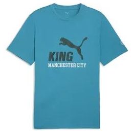 T-Shirt Puma "Manchester City KING Logo T-Shirt Herren", Herren, Gr. XL, tropical blau deep navy, Obermaterial: 100% Baumwolle. Rippe: 29% Polyester, 71% Baumwolle, regular fit, Rundhals, Shirts T-Shirt