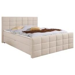 Boxbett Home Affaire, beige, creme, B:167cm L:220cm, Komplettbetten, Boxbett mit Bettkasten und Fu&szlig;teil, inkl. Topper