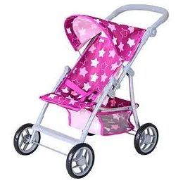 Puppenbuggy KNORRTOYS "Liba", rosa (star schwarz pink), Puppenwagen, KinderB:35cm H:54cm T:44cm, Kunststoff, Metall, Stoff, B:35cm H:54cm T:44cm
