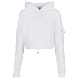 Kapuzensweatshirt Urban Classics "Urban Classics Damen Ladies Short Worker Hoody", Damen, Gr. XS, wei&szlig;, 65% Baumwolle, 35% Polyester, unifarben, Sweatshirts