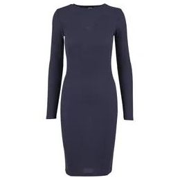 Shirtkleid Urban Classics "Urban Classics Damen Ladies Rib Dress", Damen, Gr. 3XL, US-Gr&ouml;&szlig;en, navy, 77% Viskose, 19% Polyester, 4% Elasthan, unifarben, slim fit, Rundhals, Kleider Shirtkleid