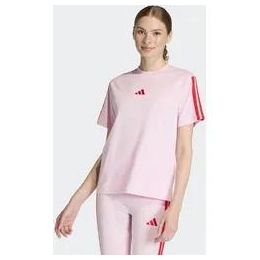 T-Shirt Adidas SPORTSWEAR "W 3S SJ T B", Damen, Gr. S, clear pink, pure ruby, Obermaterial: 100% Baumwolle, normal, Rundhals, Shirts T-Shirt, klassische 3-Streifen an den &Auml;rmeln, ohne Verschluss